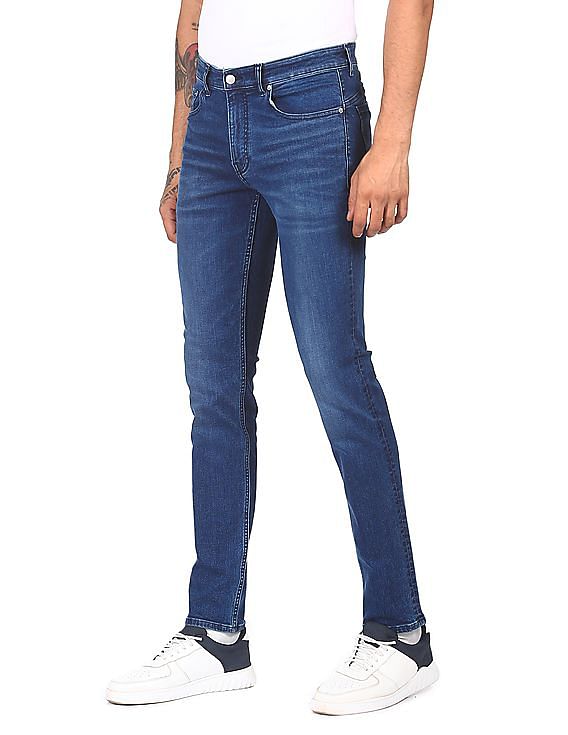 Buy Calvin Klein Men Dark Blue Mid Rise Whiskered Jeans NNNOW
