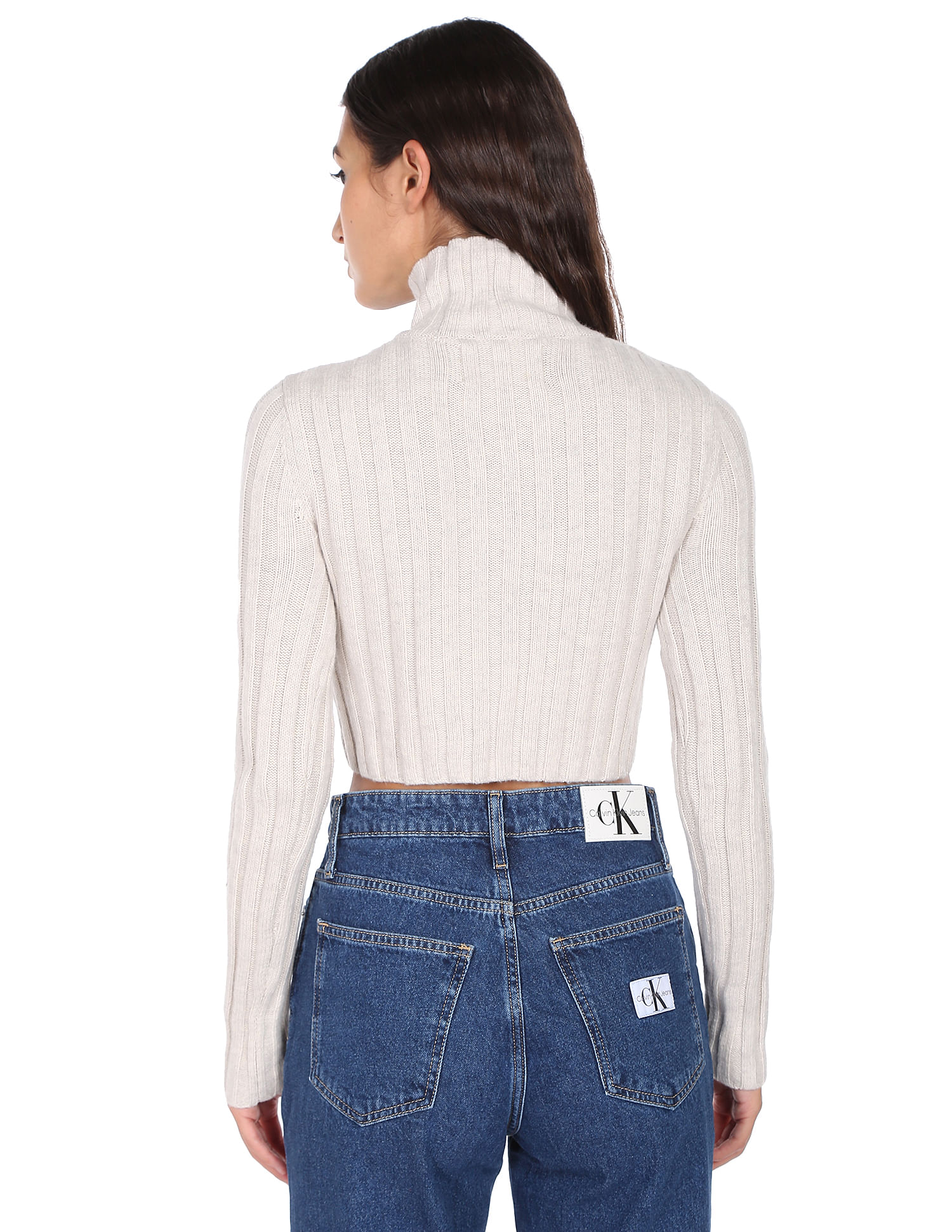Buy Calvin Klein Women Off White High Neck Ribbed Wrap Buy Calvin Klein Women Off White High Neck Ribbed Wrap