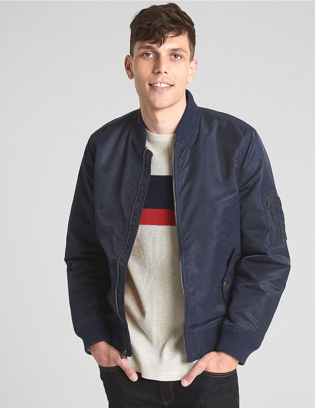 Buy GAP Men Men Blue Vintage Bomber Jacket NNNOW