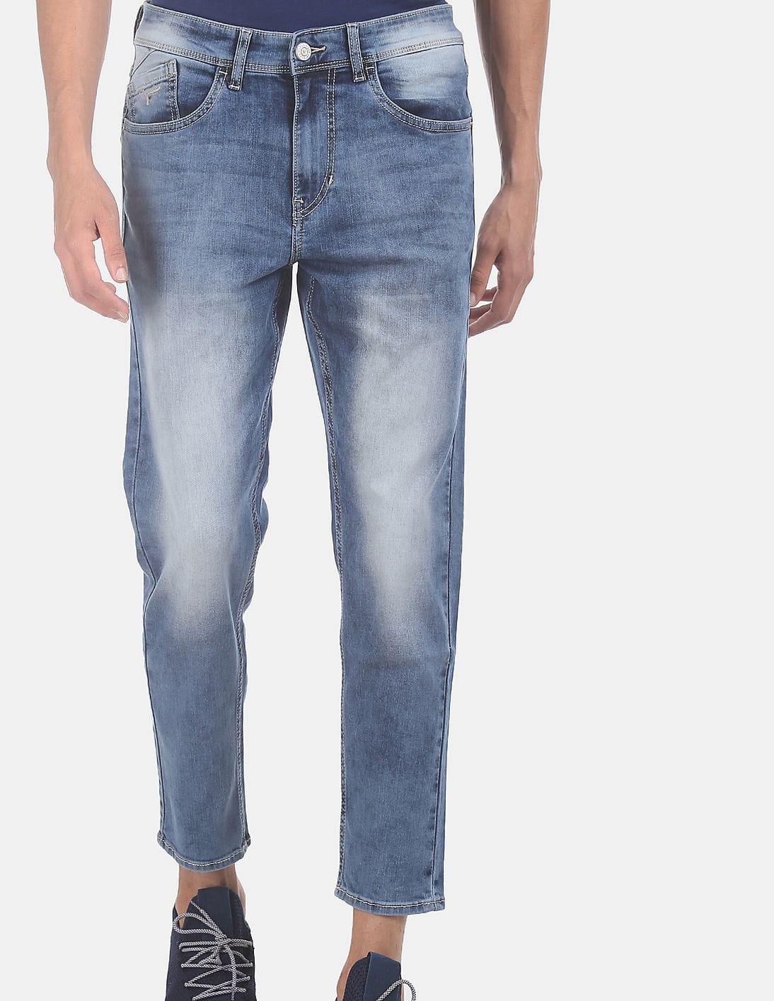 Buy Flying Machine Men Men Blue Mankle Slim Fit Stone Wash Cotton ...