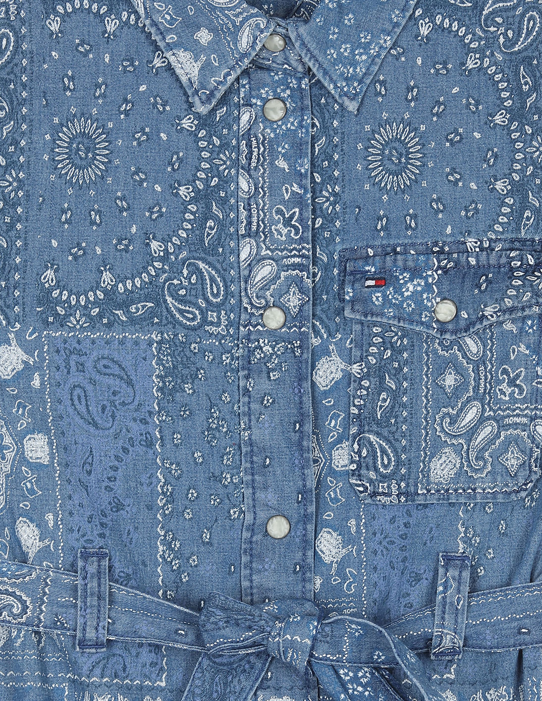 Buy Tommy Hilfiger Kids Girls Blue Bandana Print Denim Shirt Dress NNNOW